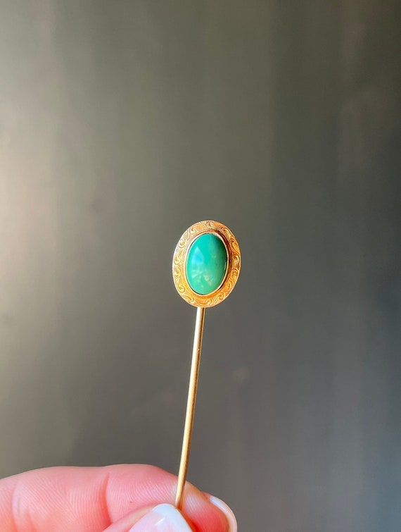 Antique Art Nouveau 14K Yellow Gold & Persian Turquoi… - Gem