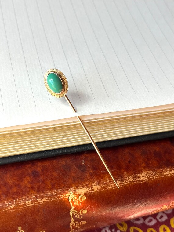 Antique Art Nouveau 14K Yellow Gold & Persian Turquoi… - Gem
