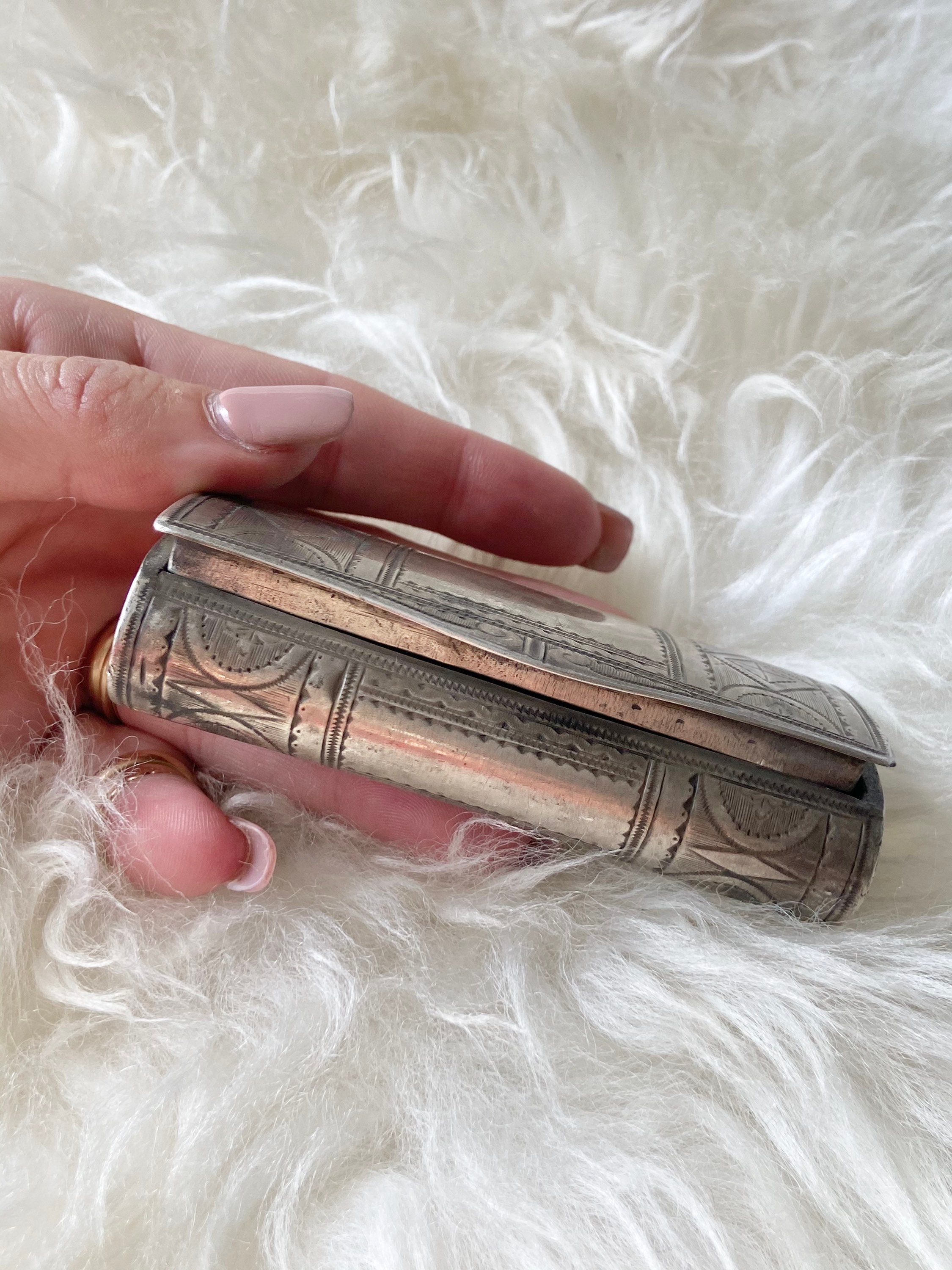 Antique Mid 1800’s Hand Engraved Coin Silver Box - Etsy