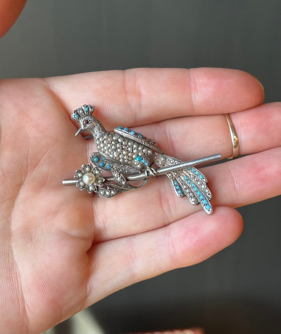 Antique Victorian Silver Seed Pearl & Persian Turquoi… - Gem