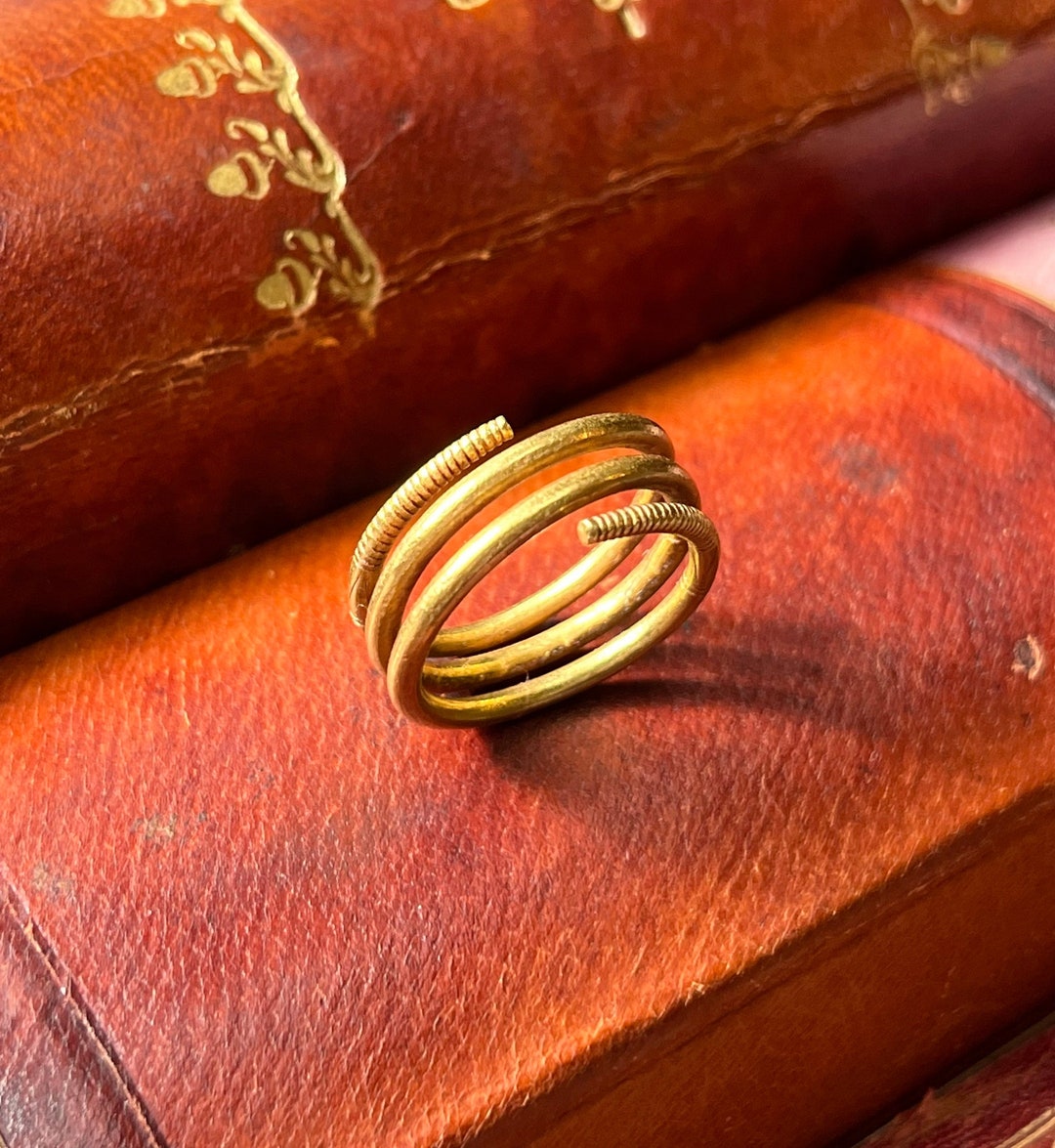 Sz 7 ~antique Ancient Roman 18K Gold Wrap Screw Ring - Etsy