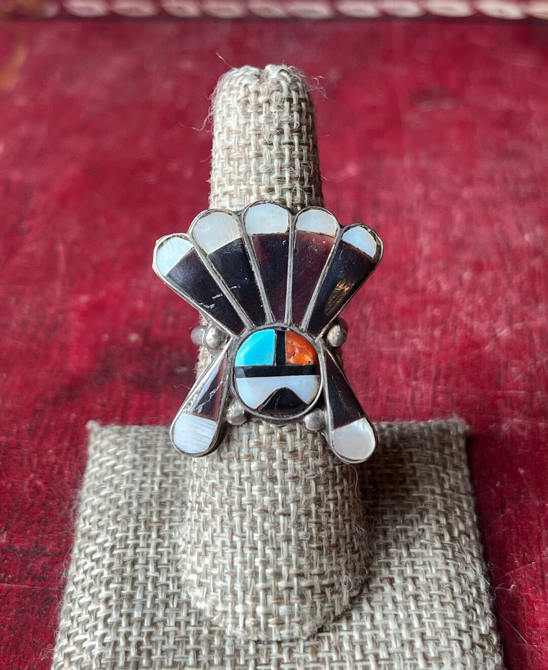 Sz 7 ~ Vintage Native American Zuni Sterling Silver Sun God Kachina ...