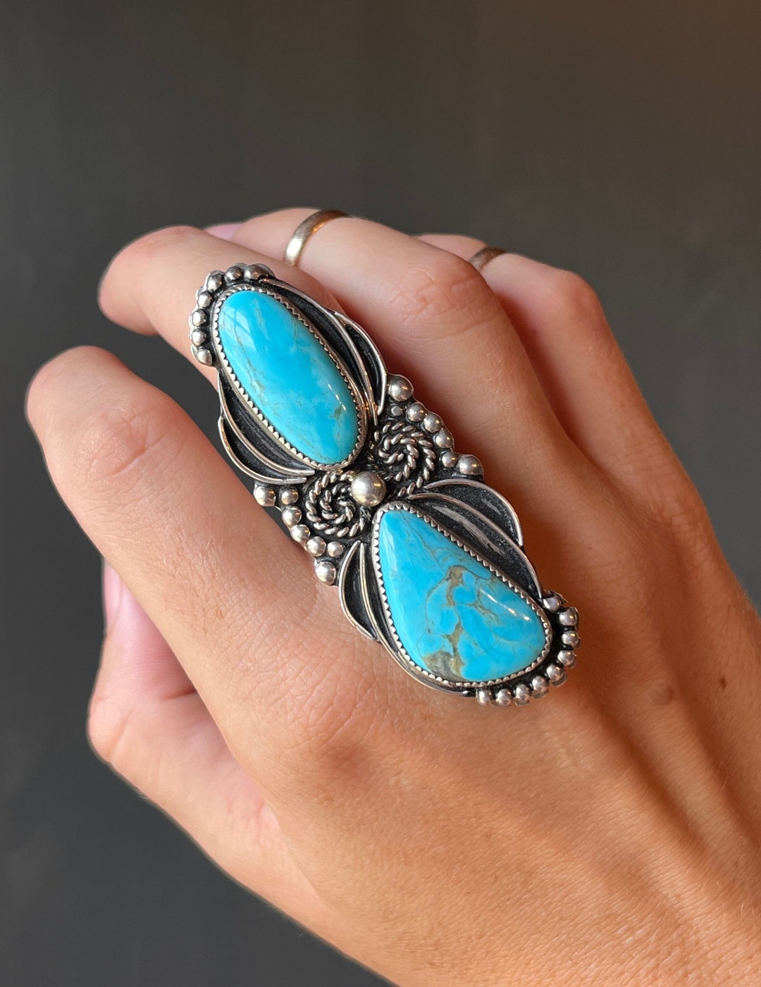Sz 8.75 ~ Large Contemporary Native American Shay Sterling Silver ...