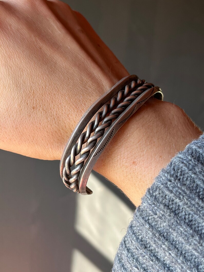 Vintage Native American Navajo Sterling Silver Twisted Wire Stamped ...