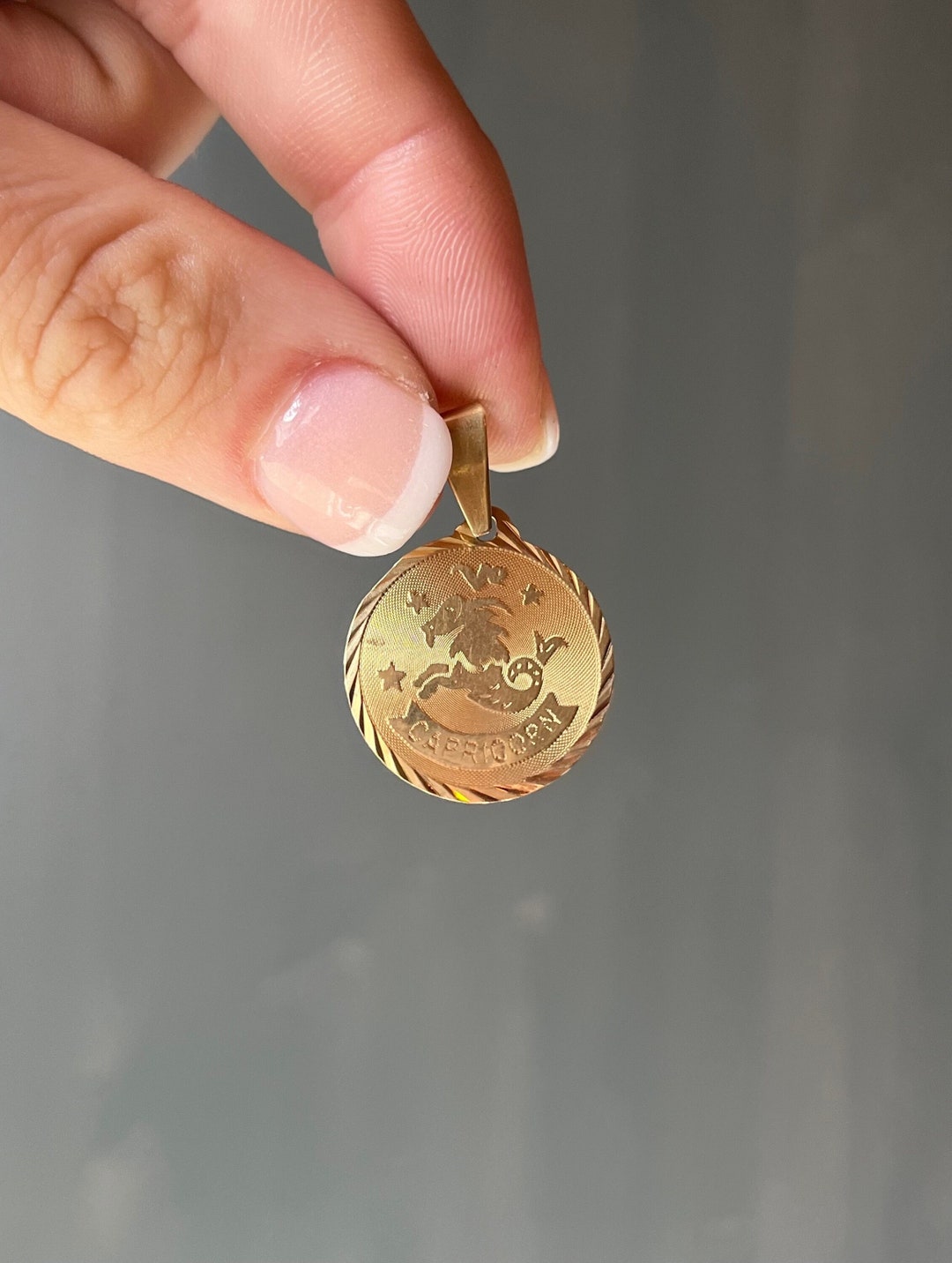 Vintage 14K Gold Capricorn Ram Zodiac Medallion Pendant - Etsy