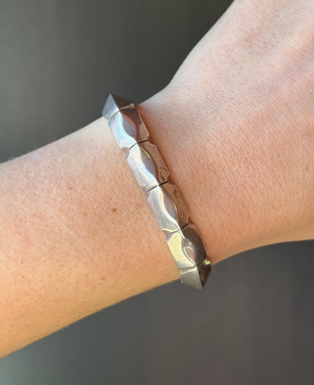 Vintage Native American Sterling Silver Stacking Triangle Cuff Bracelet ...