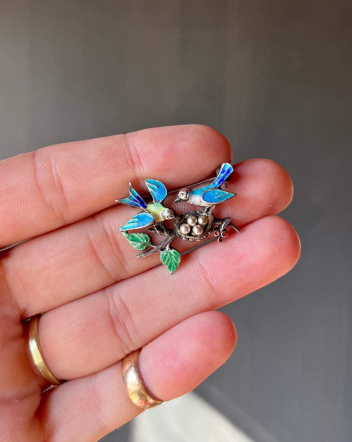 Vintage Mid-century German Enameled Sterling Silver Pearl Nesting ...