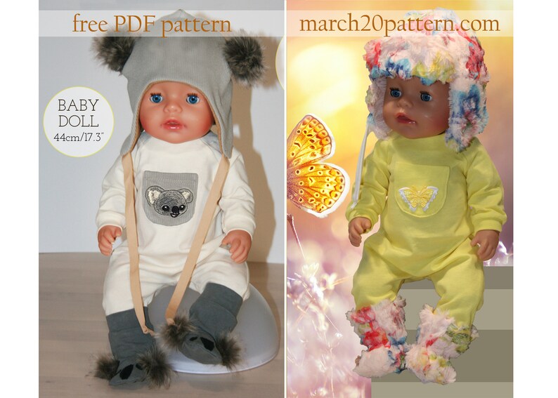 Playsuit PDF Sewing Pattern Baby Doll 44cm 17 1/3 | Etsy