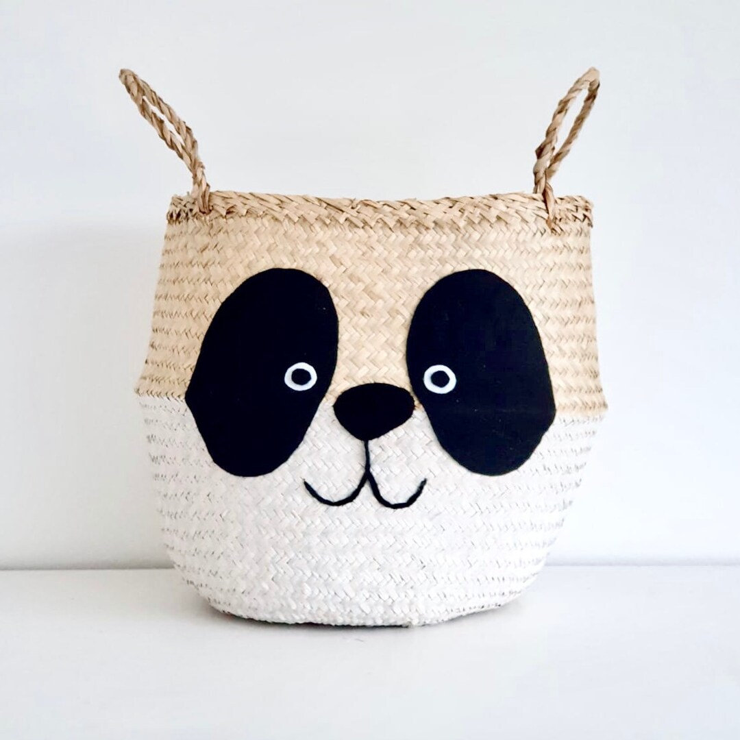 Handmade Panda Seagrass Belly Basket: Kids Toy Storage - Etsy