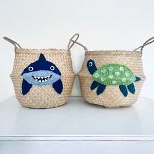 Green Sea Turtle Belly Basket for Kids Toy Storage Nursery or Bedroom ...