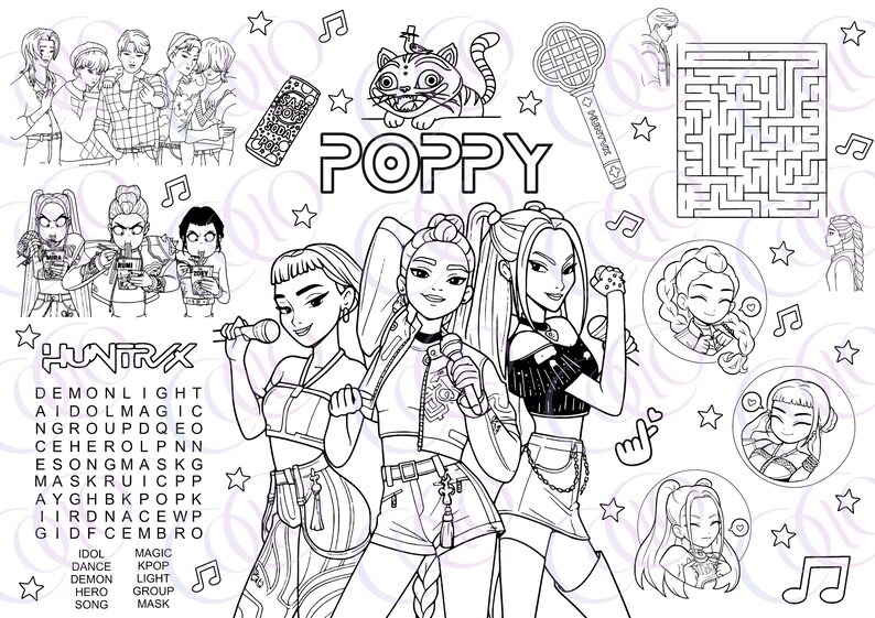 Editable K-pop Demon Hunters Activity Sheet – Canva Template ...