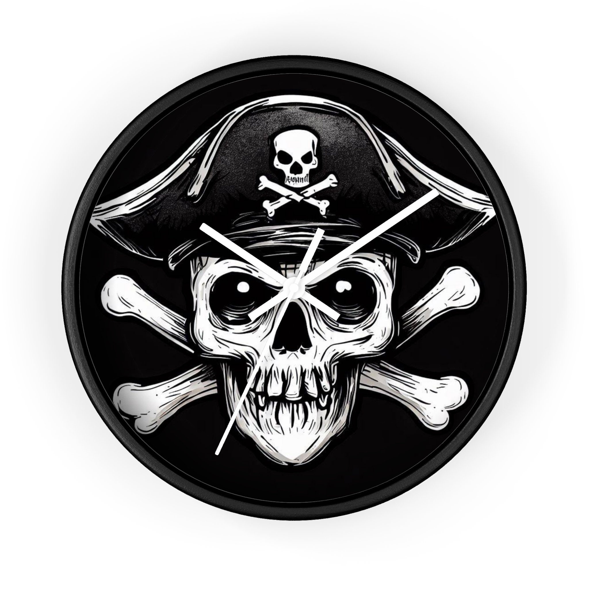 Halloween Clock-skull Clock-skull Wall Clock-pirate - Etsy