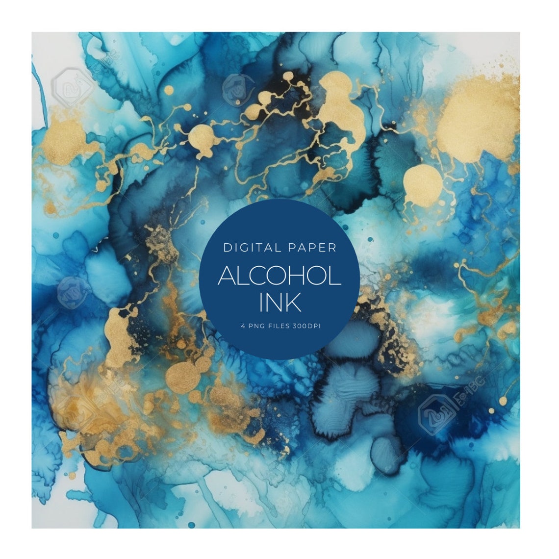 Alcohol Ink Png Clipart, Blue and Gold, Clipart Digital Paper Gold ...