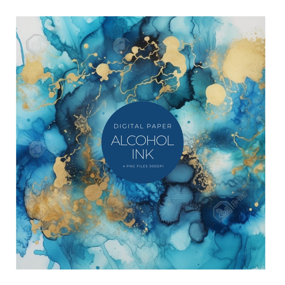Alcohol Ink Png Clipart, Blue and Gold, Clipart Digital Paper Gold ...