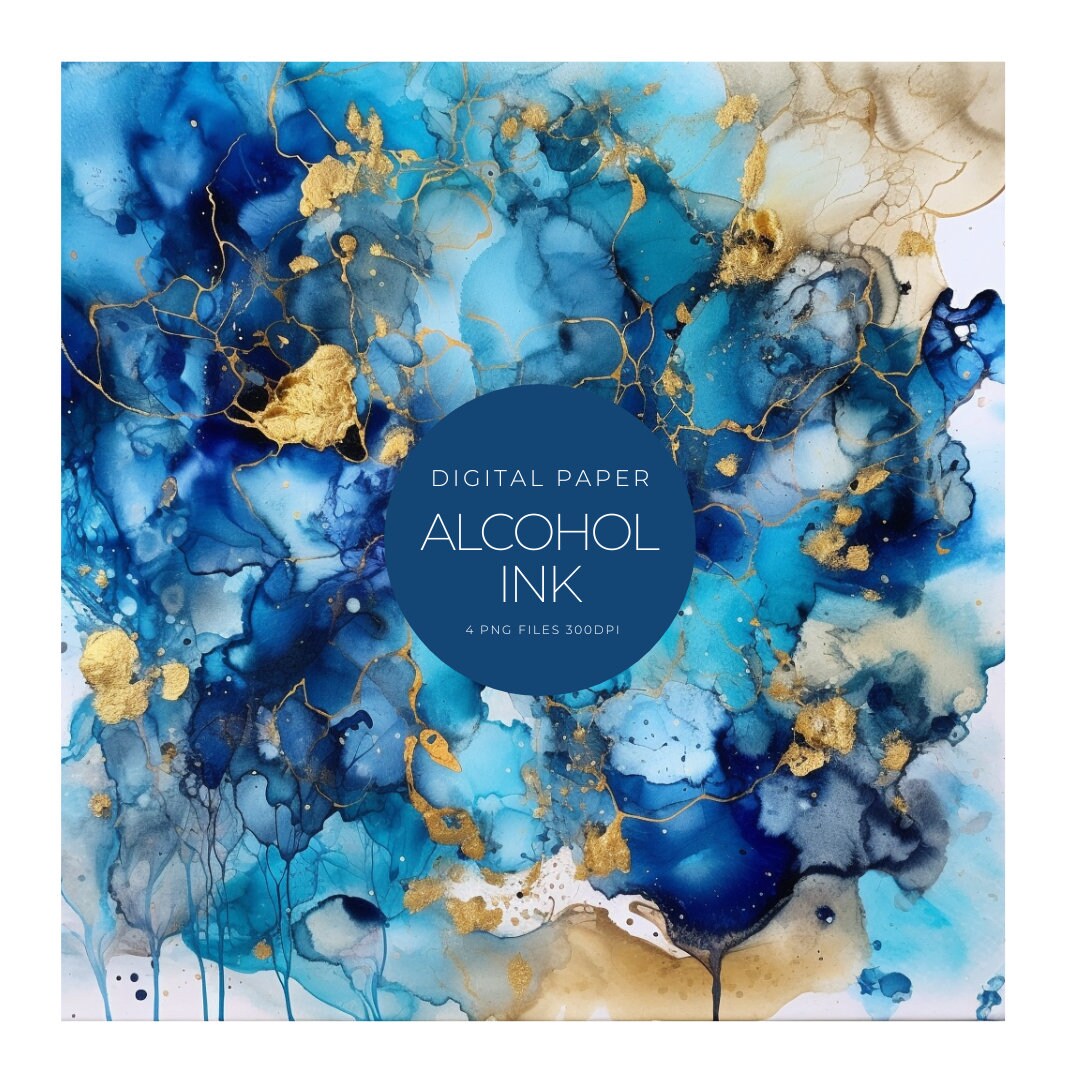 Alcohol Ink Png Clipart, Blue and Gold, Clipart Digital Paper Gold ...