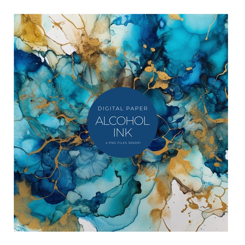 Alcohol Ink Png Clipart, Blue and Gold, Clipart Digital Paper Gold ...