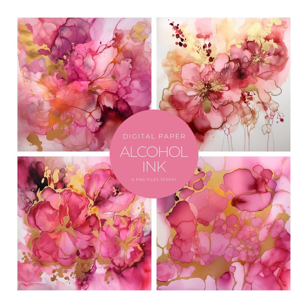 Alcohol Ink Png Clipart, Pink Flower, Colorful, Clipart Digital Paper ...