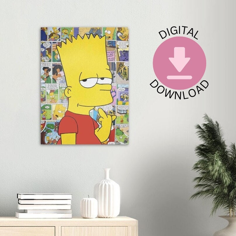Bart Simpson DIGITAL DOWNLOAD Poster, the Simpsons Art, Acrylic ...