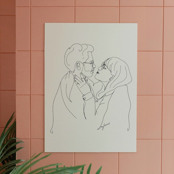 Line Drawing Custom Couple - Etsy