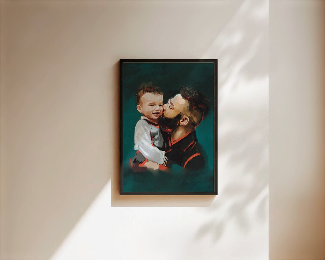 Realistic Painting of Dad and Son, Personalized Poster From a Photo ...