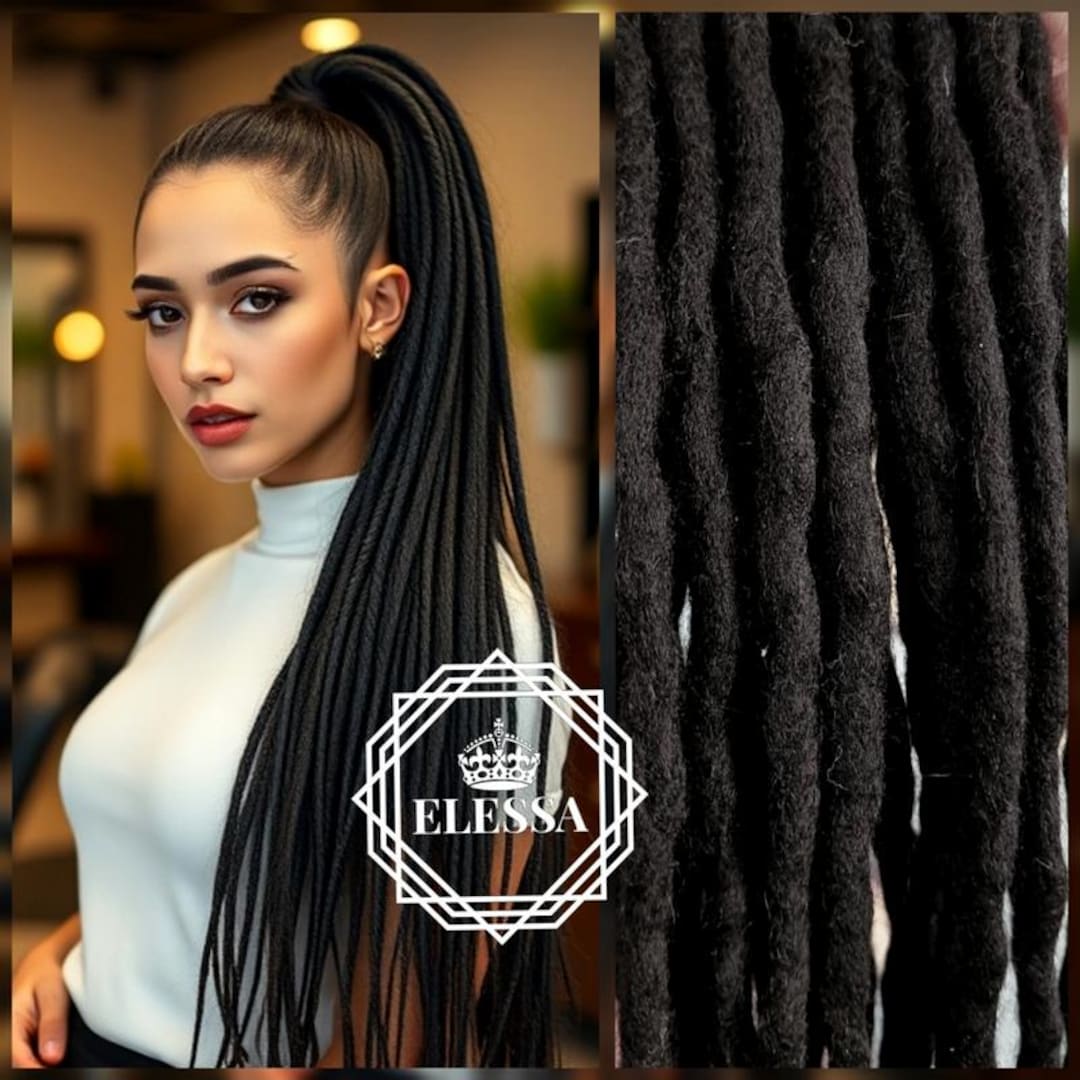 Amazing Long Handmade Ponytail With Irish Wool Dreadlocks Black Color ...