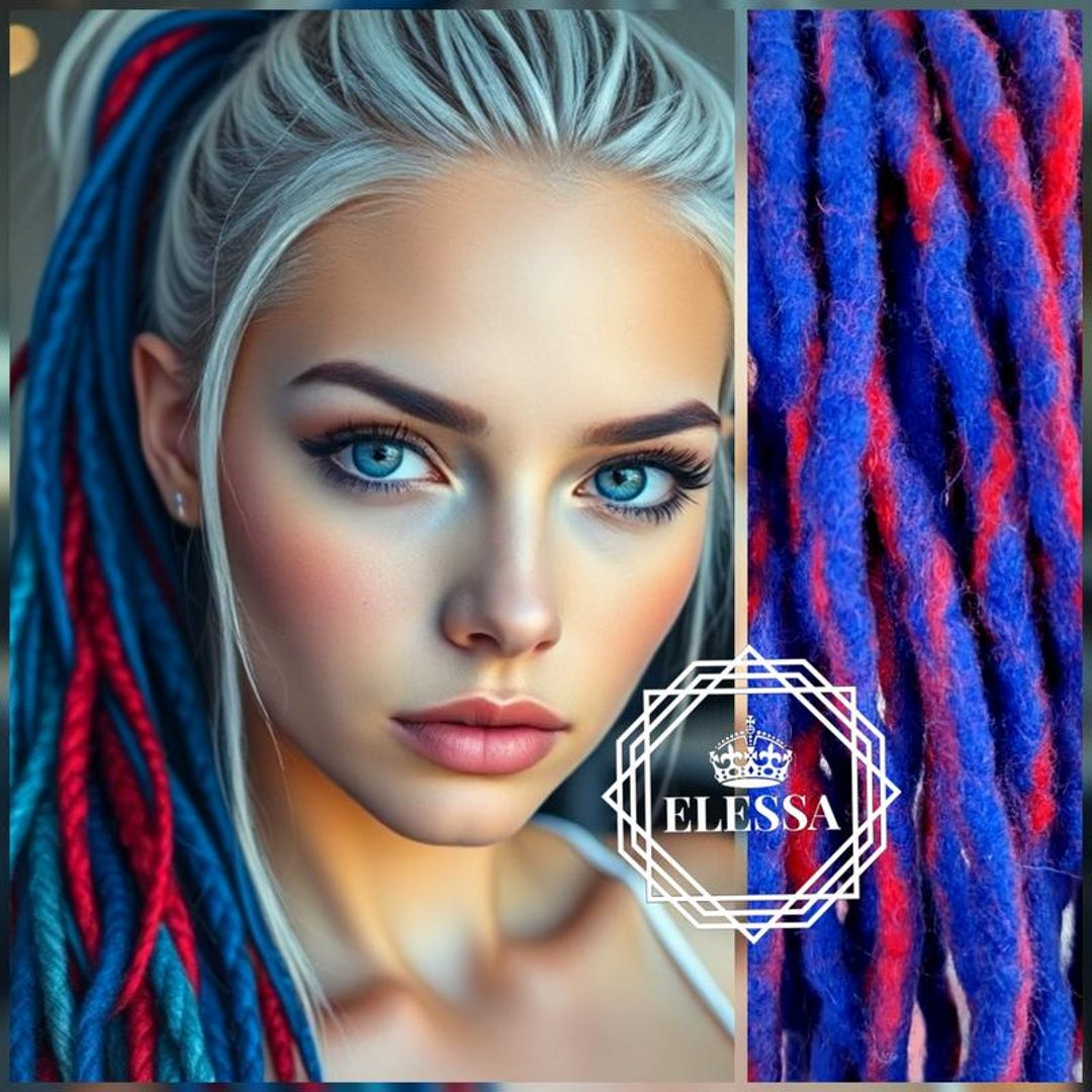 Amazing Long Handmade Ponytail With Irish Wool Dreadlocks Mix - Royal ...