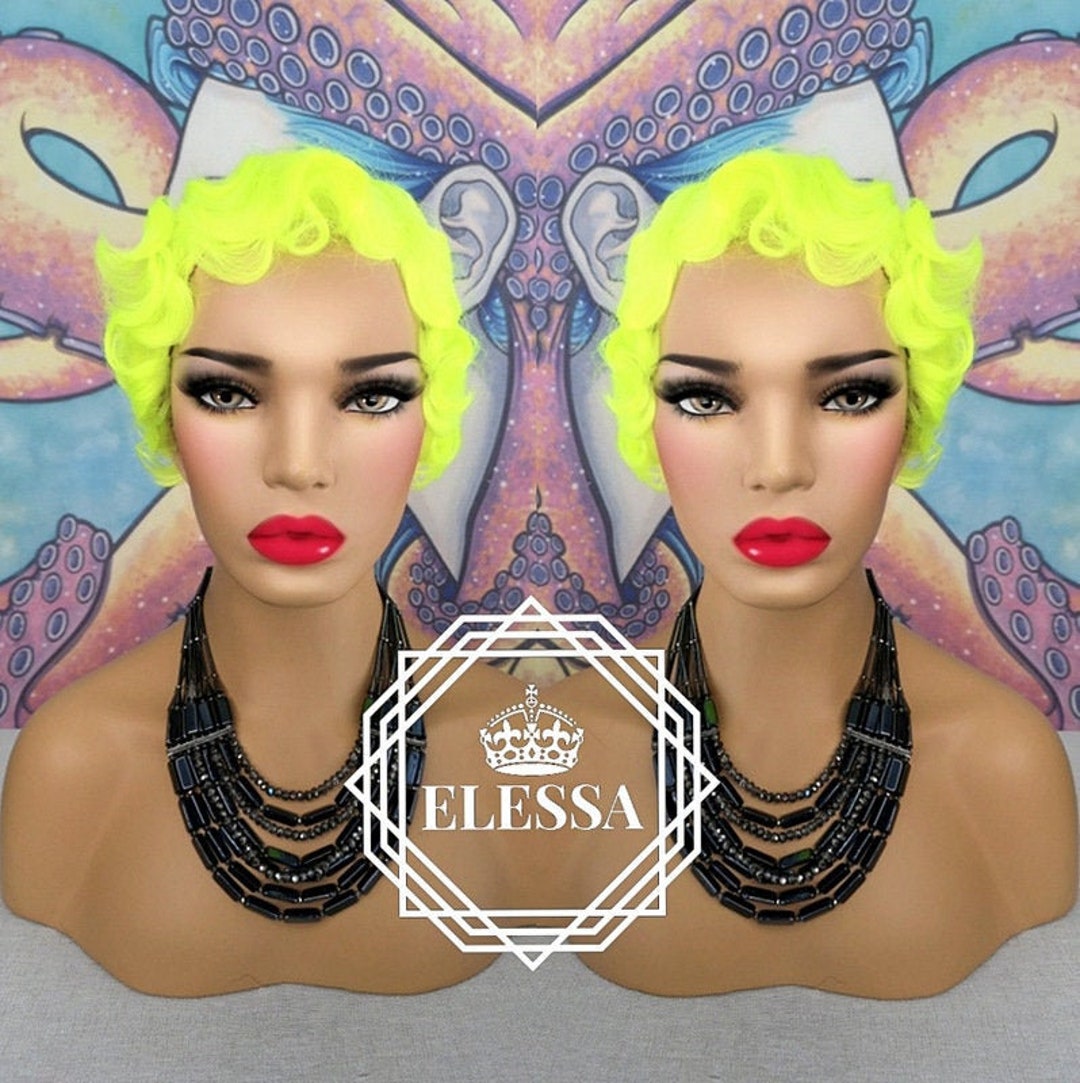 Sexy Short Electric Color Vintage Burlesque Synthetic Wig, Wigs ...