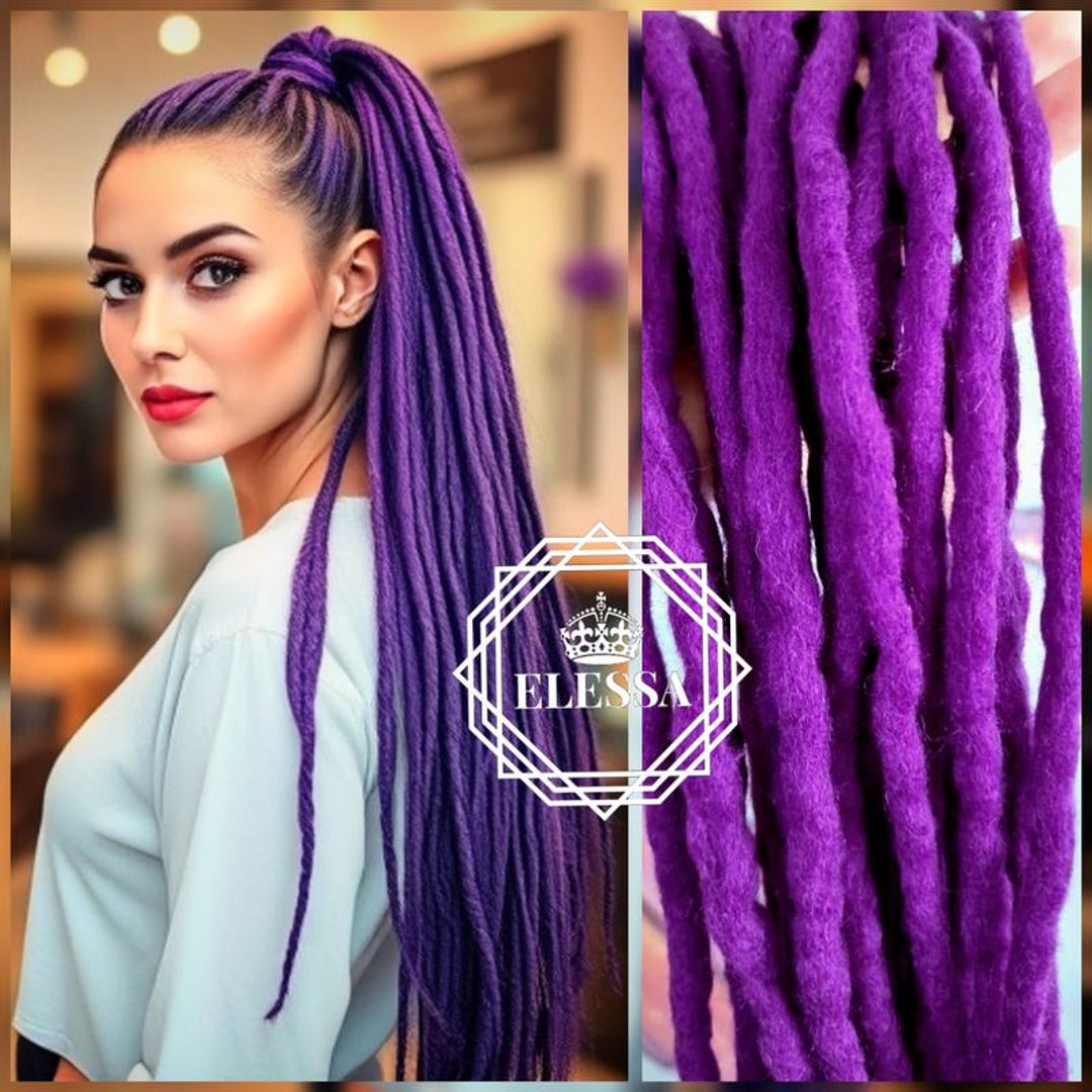 Amazing Long Handmade Ponytail With Irish Wool Dreadlocks Dark Purple ...