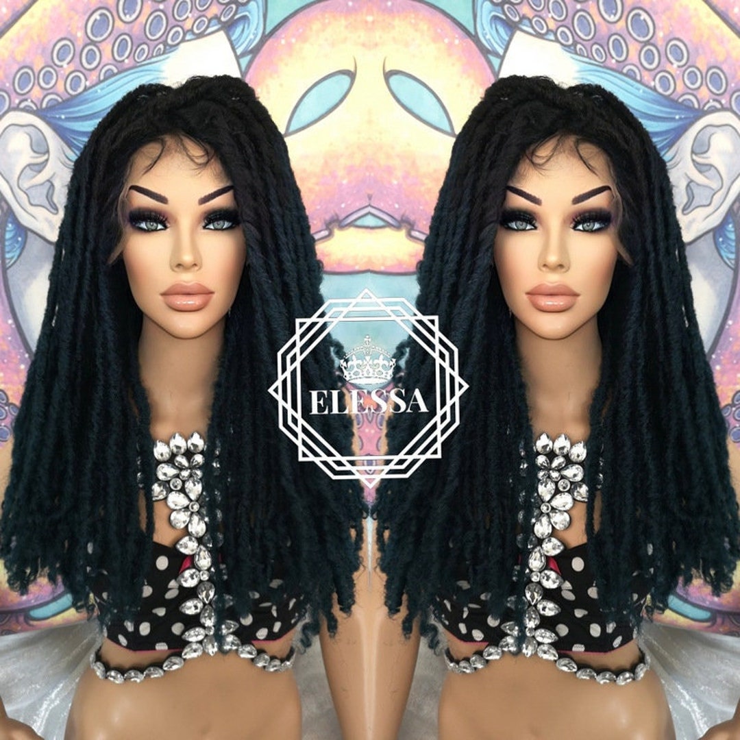 Lace Front LUXURY Ombre Black and Petrol Blue Color Goddess Soft Lock ...