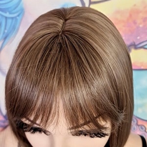 Casual Medium Straight Bob Hairstyle Natural Light Brown Color Wig With ...