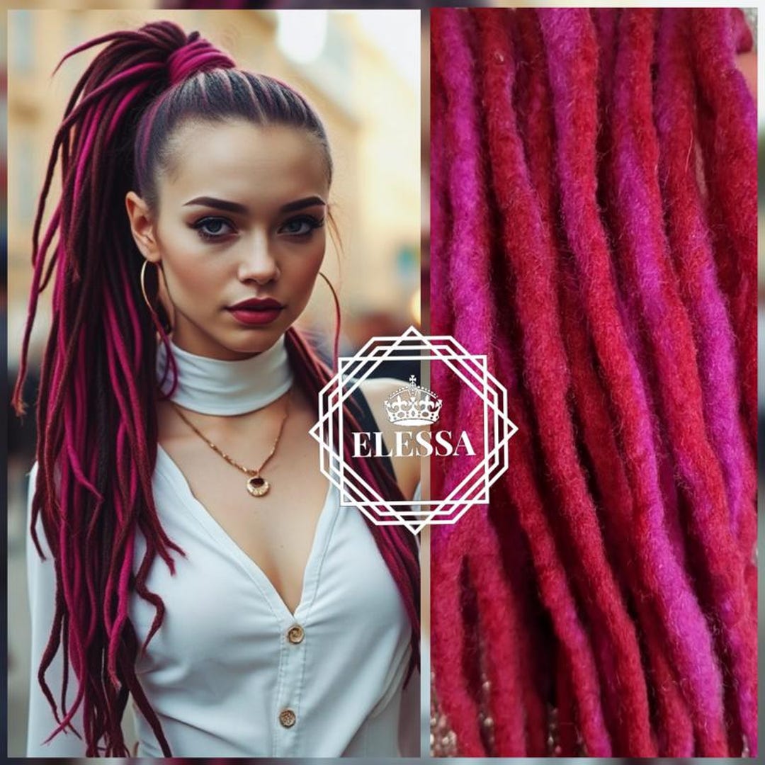 Amazing Long Handmade Ponytail With Irish Wool Dreadlocks Burgundy Red ...