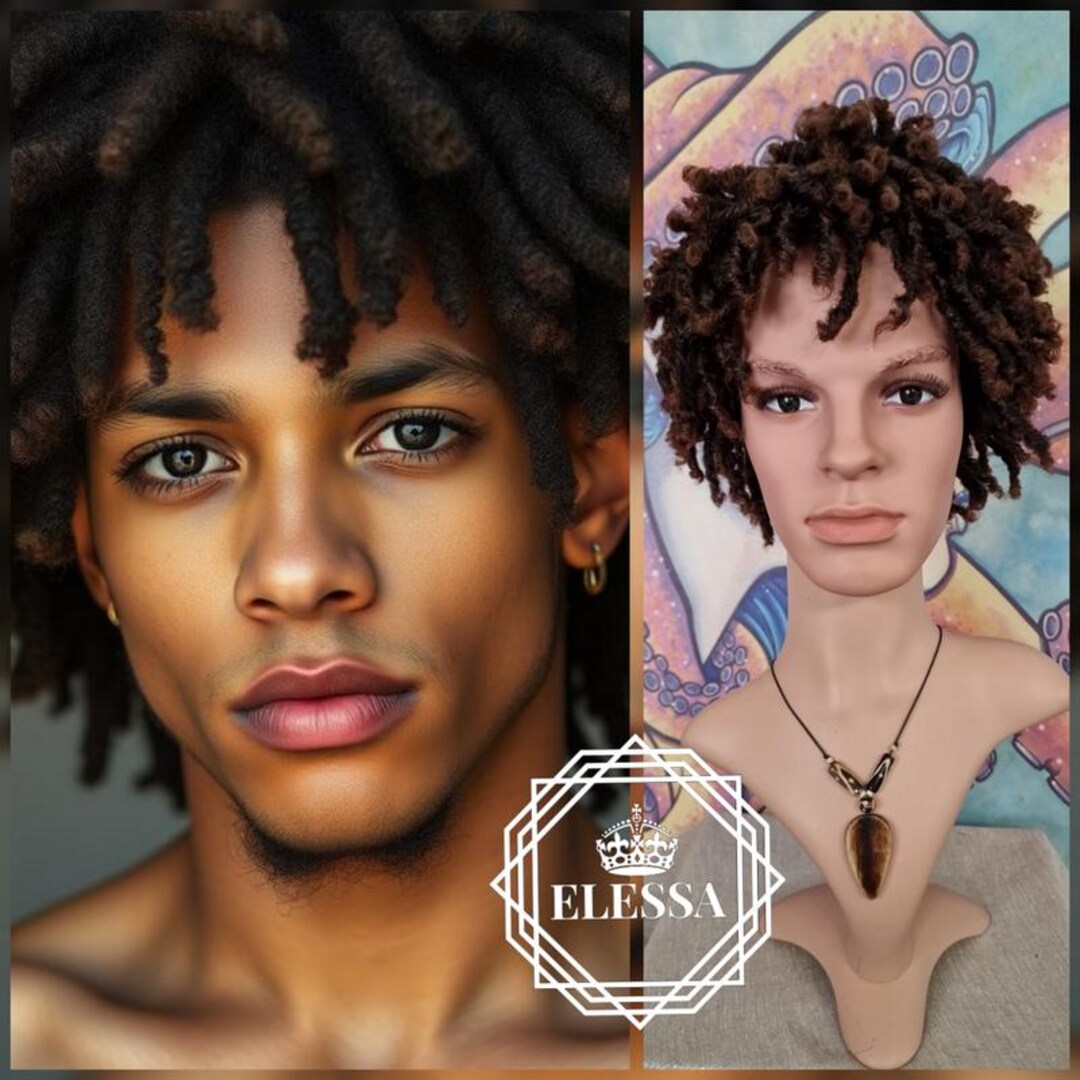 Amazing Short Mens Wig With Dreadlocks Ombre Color - Black / Chocolate ...