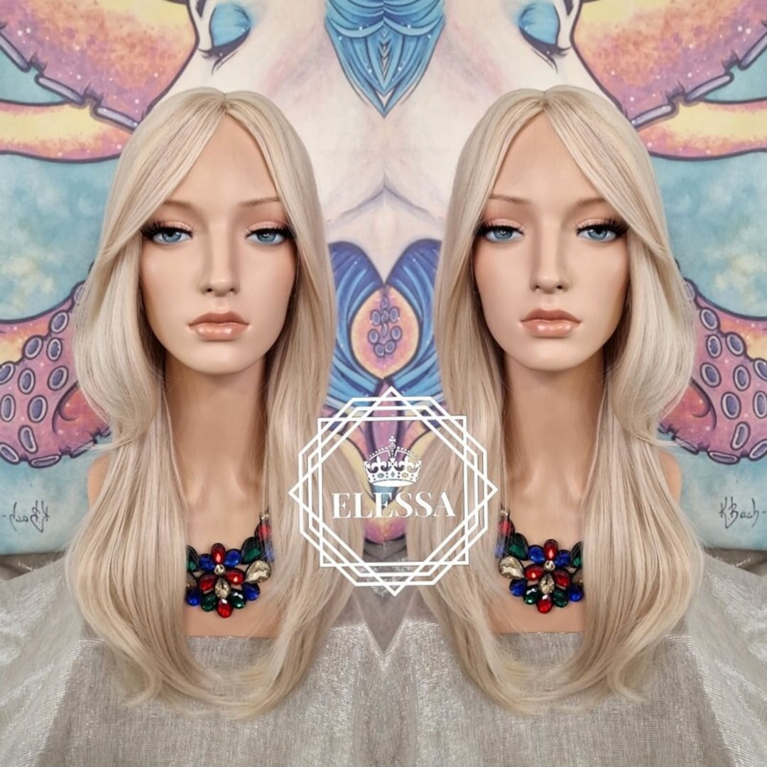 Fantastic Long Natural Light Blonde Mixed Color Wig With Trendy Curtain ...