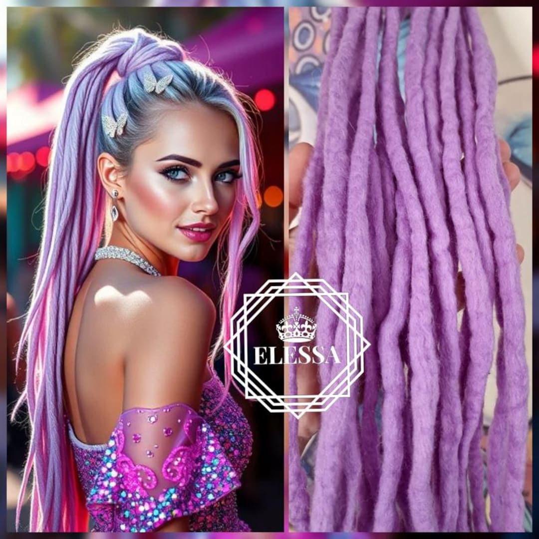 Amazing Long Handmade Ponytail With Irish Wool Dreadlocks Fairy Purple ...