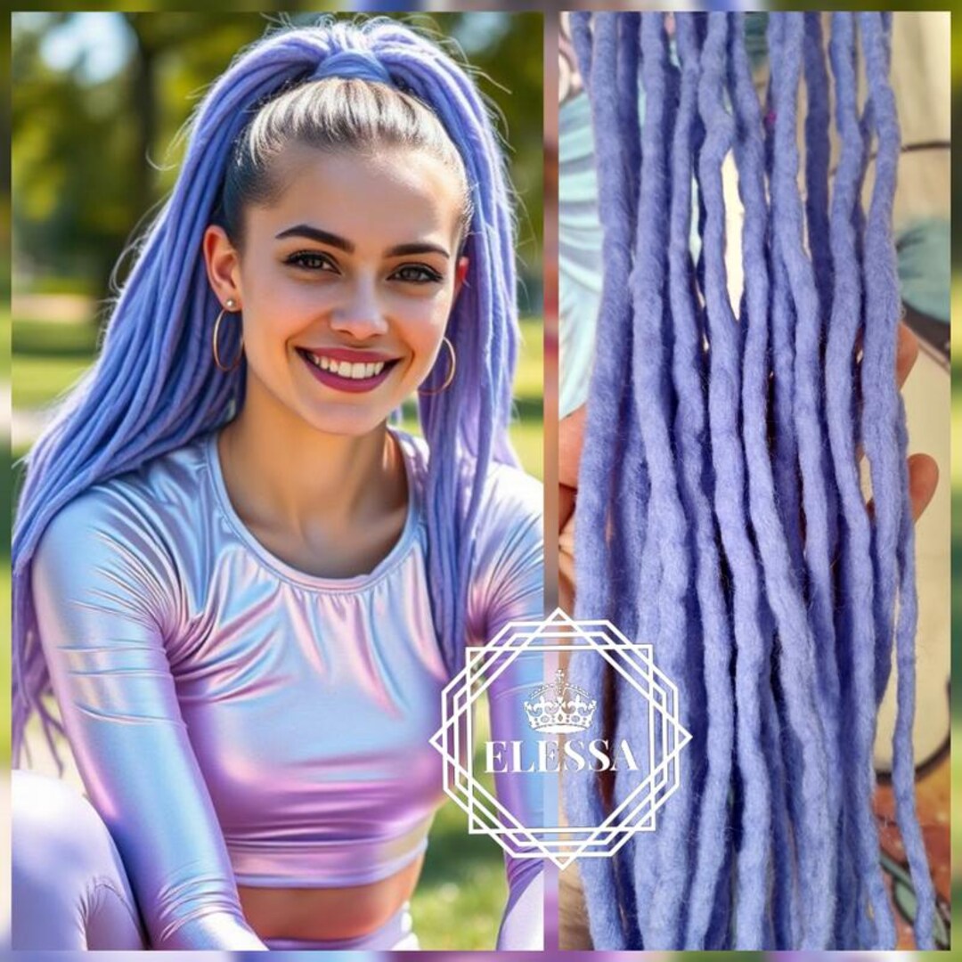 Amazing Long Handmade Ponytail With Irish Wool Dreadlocks Cobalt Pastel ...
