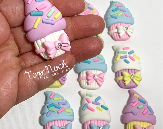 Sweet Cupcake Clay for Bows Bows Centers Flat Back Clay Bow - Etsy