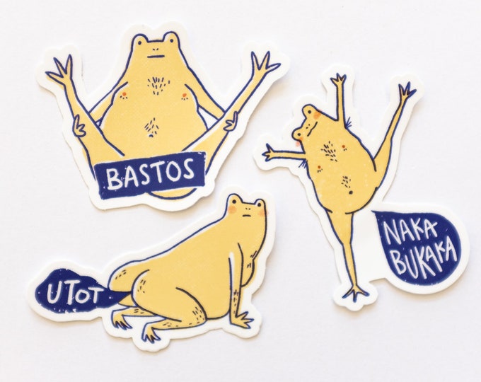 Frog Stickers // Filipino/tagalog Funny Frog Illustration Die Cut Vinyl ...