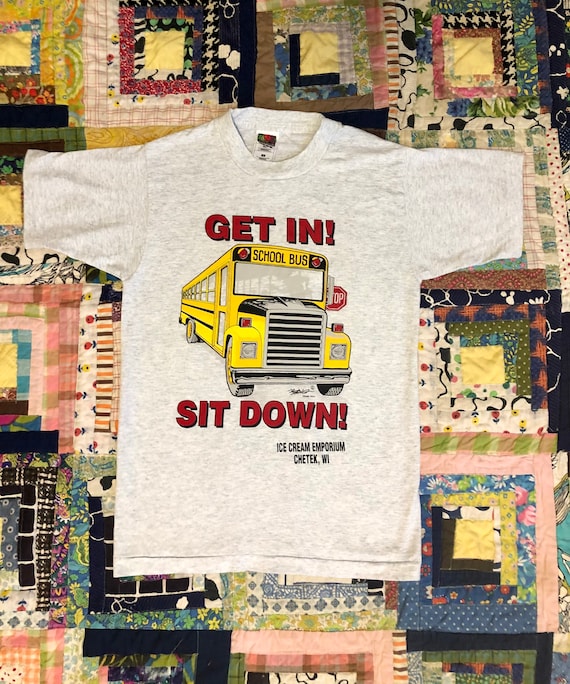 Vintage School bus graphic t shirt - single stitch - Gem