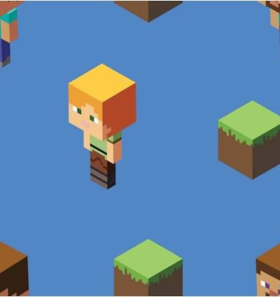 Fat Quarter 18x22 Minecraft Alex & Steve Toss | Etsy