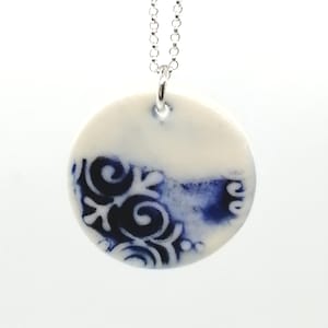 Blue Porcelain Ceramic Necklace, Handmade Ceramic Pendant, Secret Santa ...