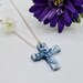 Handmade Ceramic Cross Necklace, Blue Porcelain Gift, Sterling Silver ...