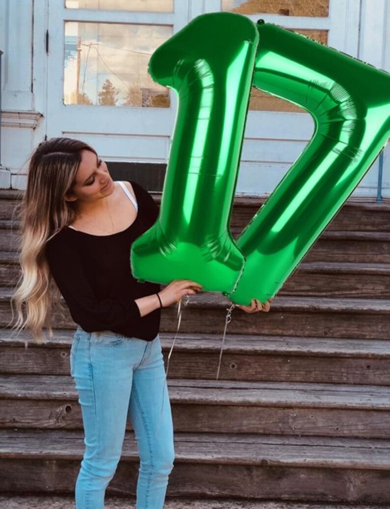 40 Inch GREEN Number Mylar Foil Balloon for Birthday Anniversary ...