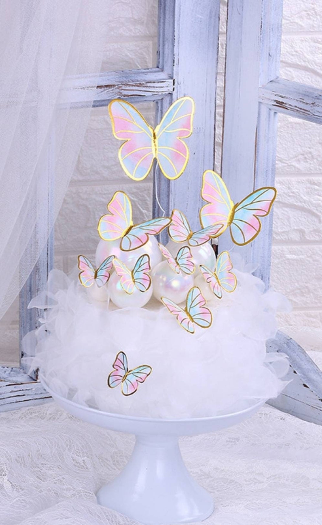 10pcs Cardboard Butterflies With Bendable Metal Rods for Crafts, Cake ...