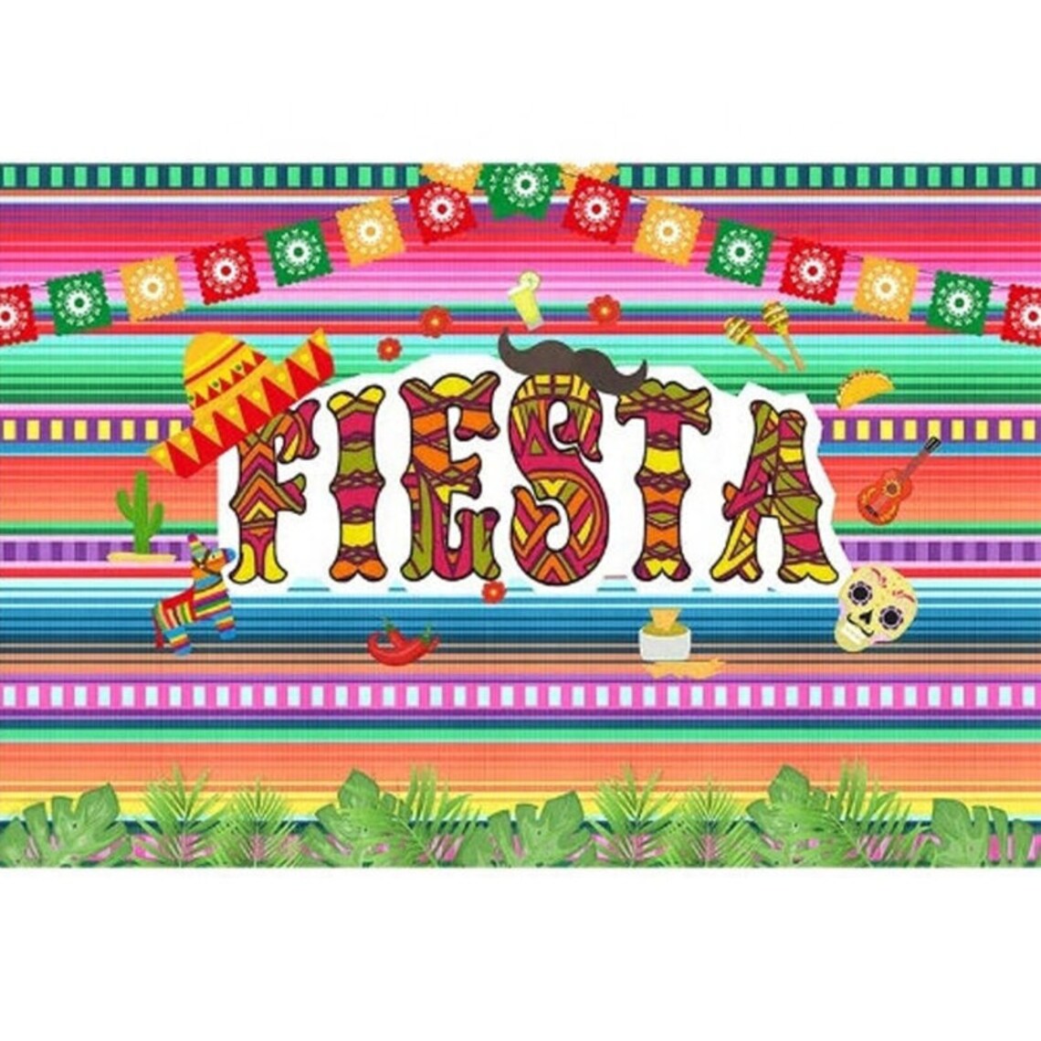 Fiesta Vinyl Backdrop 5 FT X 7 FT Bright Multi Colors Hanging - Etsy
