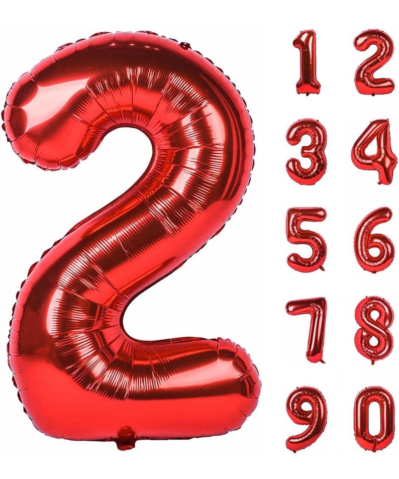 40 Inch RED Giant Number Mylar Foil Balloon for Birthday Anniversary ...