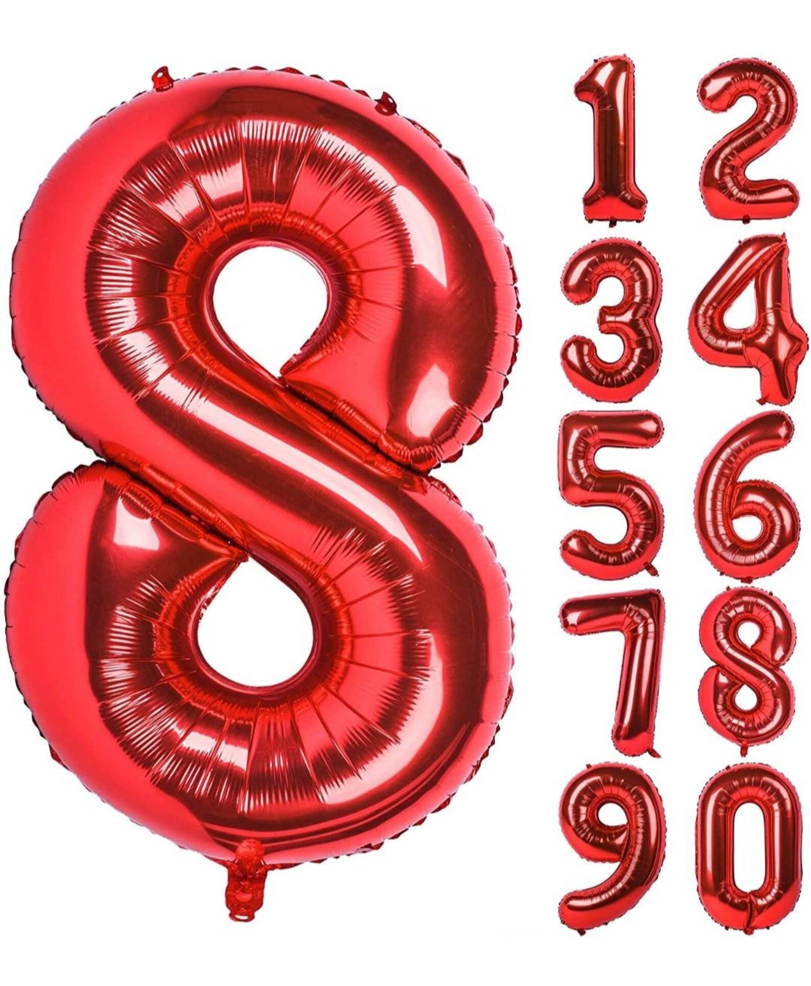 40 Inch RED Giant Number Mylar Foil Balloon for Birthday Anniversary ...