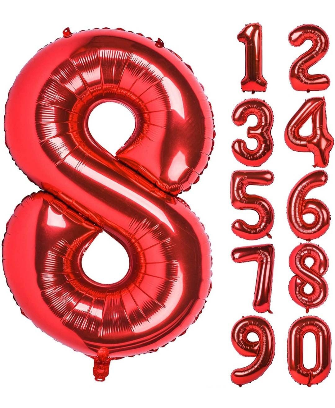 40 Inch RED Giant Number Mylar Foil Balloon for Birthday Anniversary ...