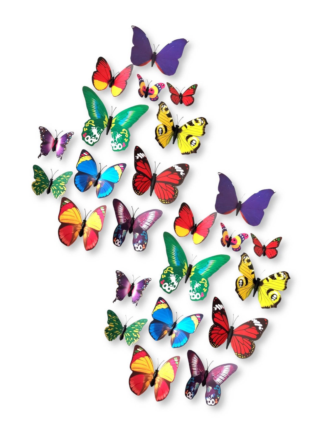 24 Pcs 3D Bright Color Flexible PVC Butterflies Home Office Wall Decor ...