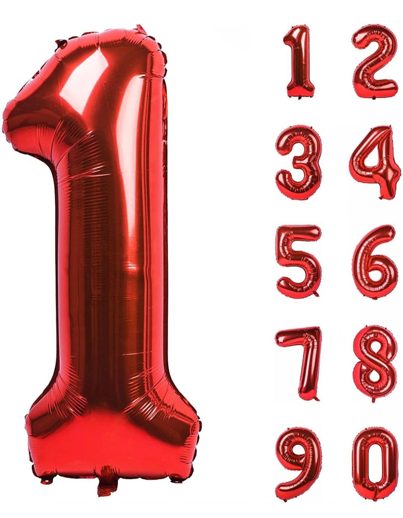 40 Inch RED Giant Number Mylar Foil Balloon for Birthday Anniversary ...