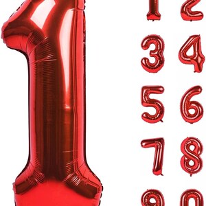 40 Inch RED Giant Number Mylar Foil Balloon for Birthday Anniversary ...